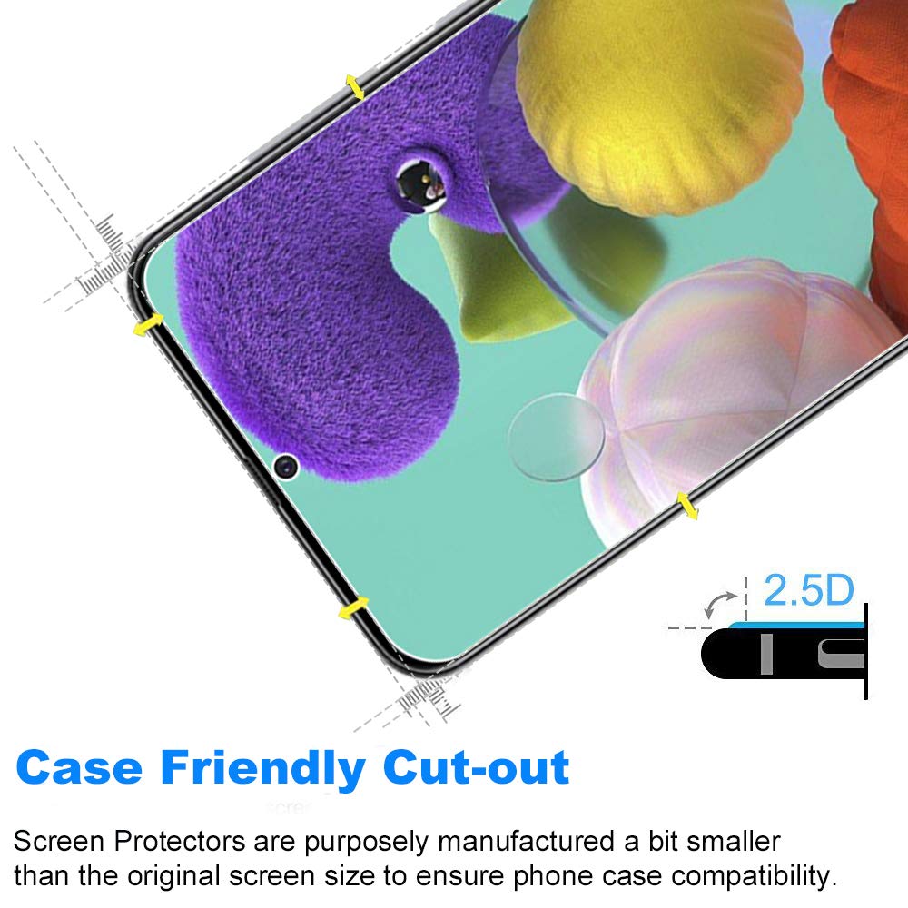 PULEN [5-Pack] Tempered Glass for Samsung Galaxy A51 Screen Protector 3 Packs+2 Packs Camera Lens Protector,9H Hardness HD Clear Scratch Resistant Bubble Free Anti-Fingerprints
