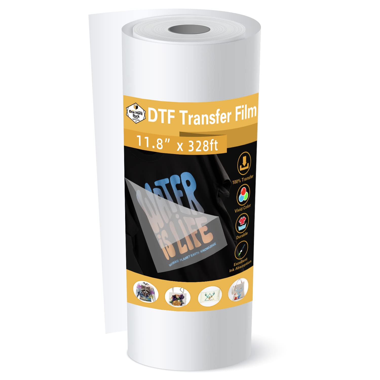 OneMoreBuck DTF Transfer A4 100 Sheets, Double-Sided Matte Clear PreTreat Sheets PET Heat Transfer Paper for DIY, Direct to Film Print on Any Textile