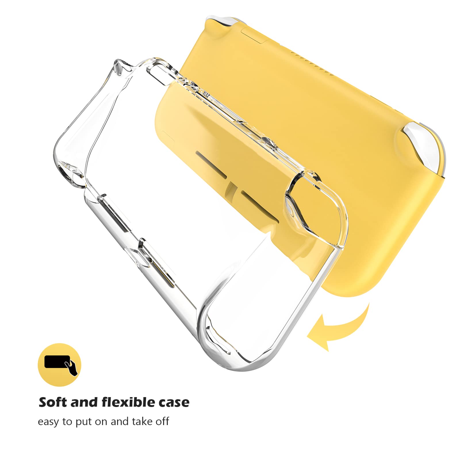 ProCase Protective Case for Nintendo Switch Lite with 2 Pack HD Clear Screen Protectors, Anti-Scratch Grip Case Shock-Absorption Soft TPU Cover for Full Protection and Ergonomic Design -Clear