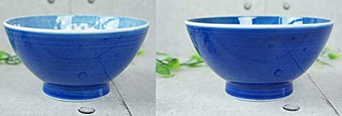 Set of 2 Japanese Rice Bowls, Cute Cats Design Buchi and Tora Bicolor and Tabby Porcelain Bowls