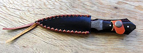 Stratuscrafts Handmade 8” Ankle Knife 512 layers Damascus Steel Boot knife Fixed Blade with Genuine leather sheath For Camping, Outdoor