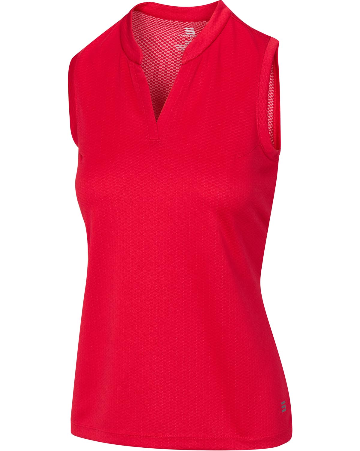 Three Sixty Six Womens Quick Dry Polo Shirt - Sleeveless and Collarless Golf Shirts w/ 4-Way Stretch Fabric and UV Protection Cherry Red