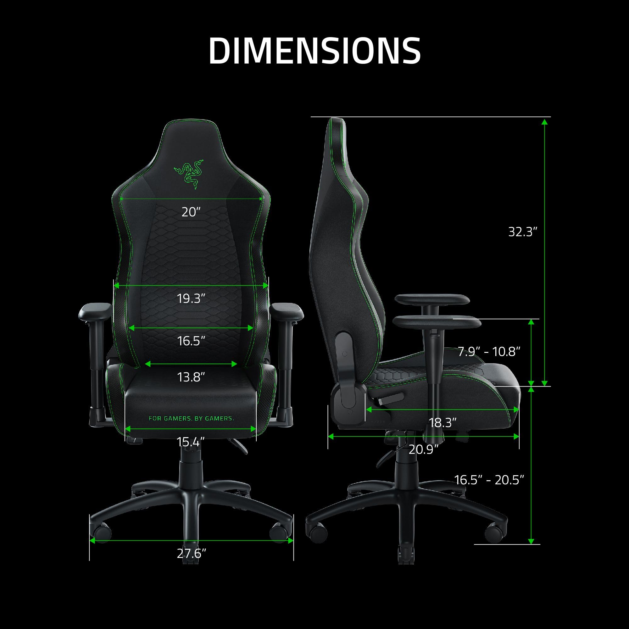 Razer Iskur Gaming Chair: Ergonomic Lumbar Support System - Multi-Layered Synthetic Leather - High Density Foam Cushions - Engineered to Carry - Memory Foam Head Cushion - Black/Green