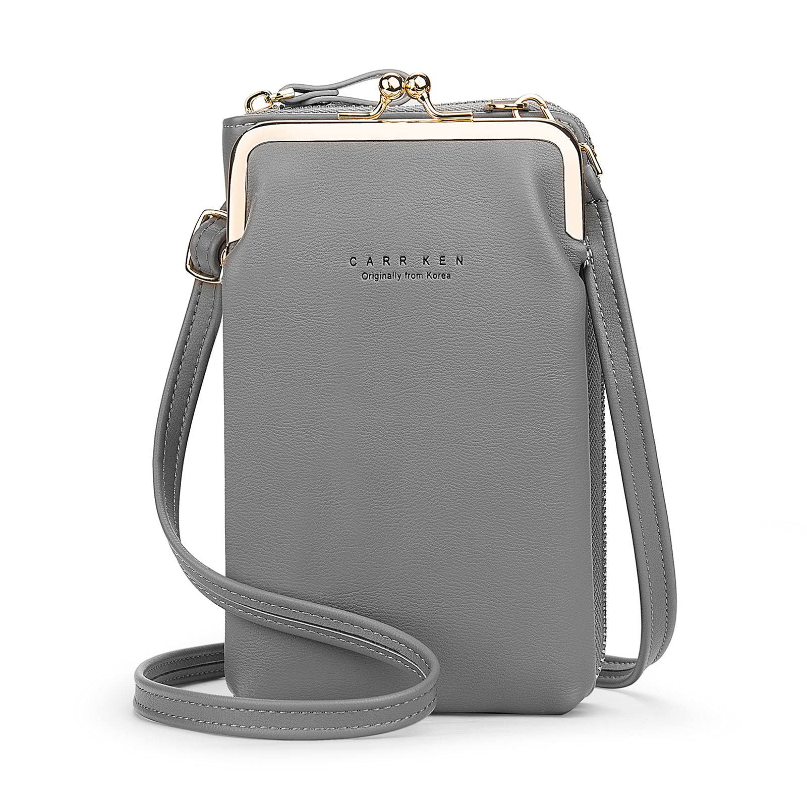 SUMGOGO Womens Small Crossbody Bag Cell Phone Wallet Shoulder Purse Leather Card Handbag Satchel (B-Gray)