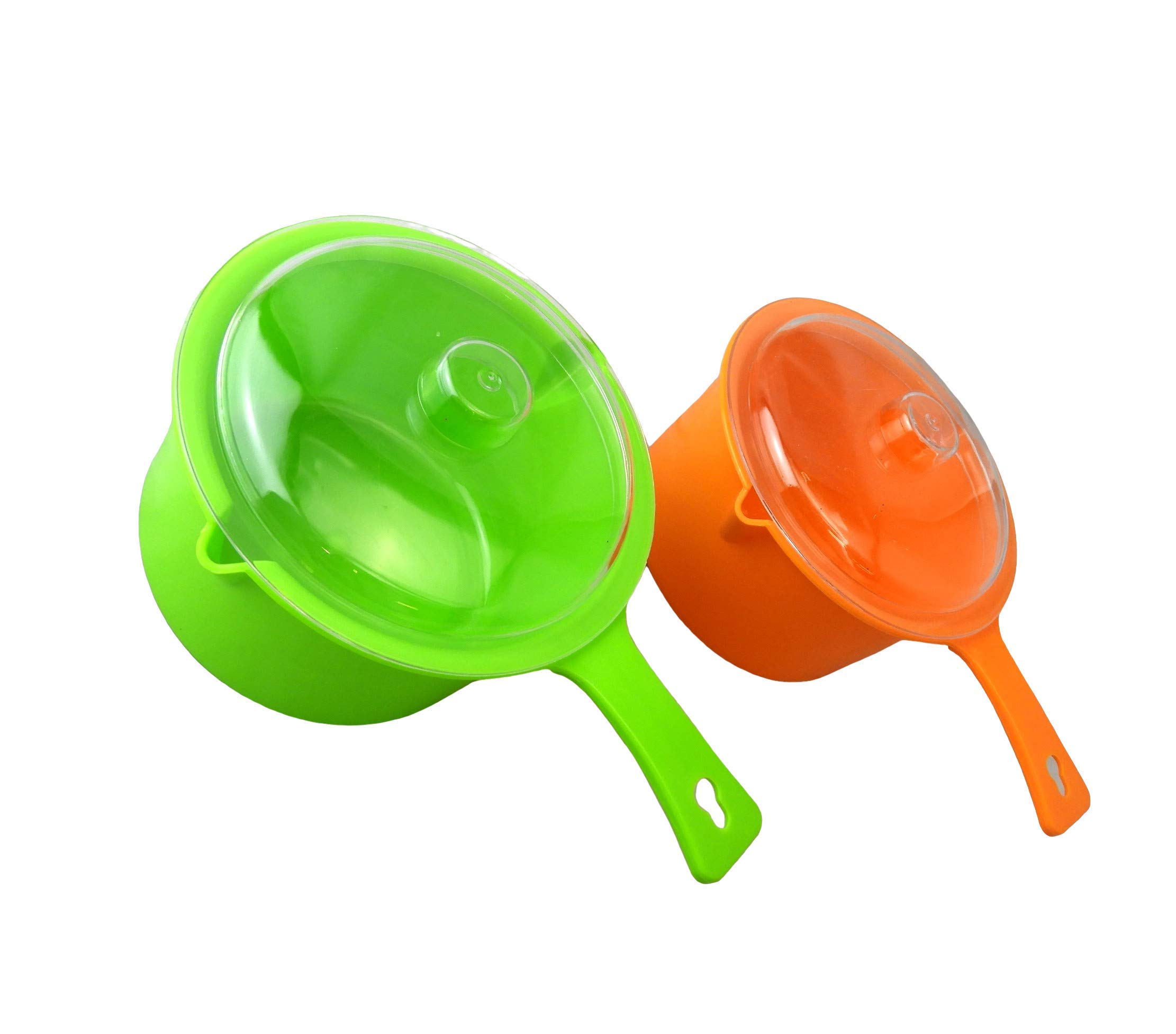 Set of 2 Microwave Saucepan With Lid Store Heat and Eat 800ml each