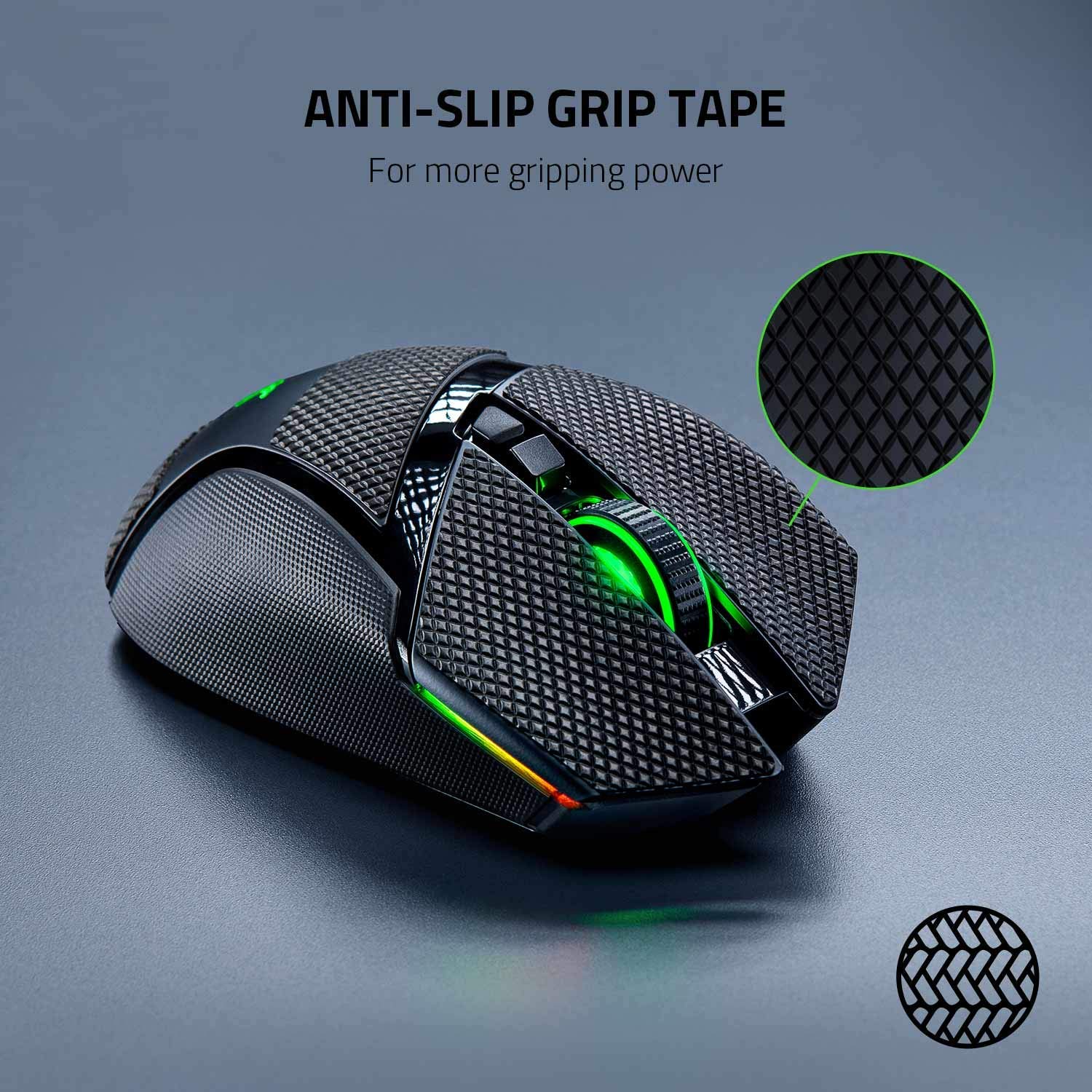 Razer Mouse Grip Tape - for Razer Basilisk Ultimate/Basilisk V2/Basilisk X Hyperspeed: Anti-Slip Grip Tape - Self-Adhesive Design - Pre-Cut (Renewed)