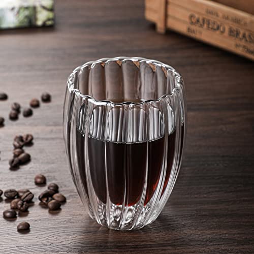 WAAOPO Double Walled Glass Coffee Mugs(5.6oz/350ml) ,Thermal Coffee Cups,Glass Cups for Tea, Coffee, Latte, Cappuccino,Pack of 2