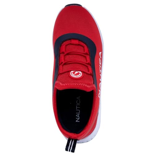 Nautica Kids Boys Slip-On Sneaker | Bungee Athletic Shoe | Comfortable Slip-On Design | Trendy and Stylish | Perfect for Active Boys-Lakerock-Red Navy Pop-13