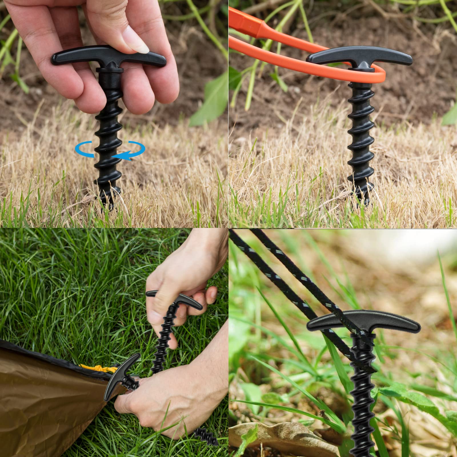 Tent Stakes 10 Pack - 5.7 Inch Heavy Duty Beach Spiral Plastic Tent Stake for Outdoor Camping Stakes Canopy Tarp & Hiking