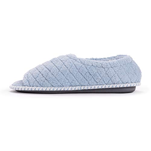 MUK LUKS womens Women's Marylou Adjustable Open Toe Full Foot Slipper, Freesia Blue, Large US