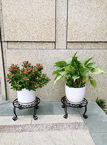 TREEZITEK 6 in Tall Plant Stand 11.8'' Diameter for Large Flower Pot Heavy Duty Potted Holder Indoor Outdoor Metal Rustproof Iron Garden Container Round Supports Rack for Planter,2 Pack