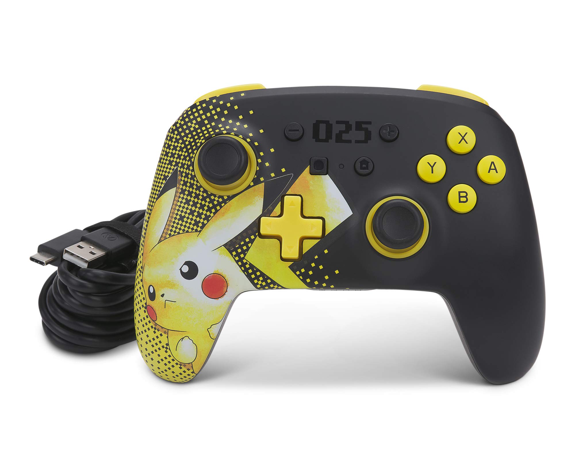 PowerA Enhanced Wireless Controller for Nintendo Switch - Pikachu 025, Nintendo Switch Lite, Gamepad, Game Controller, Bluetooth Controller, Rechargeable, Pikachu - Nintendo Switch