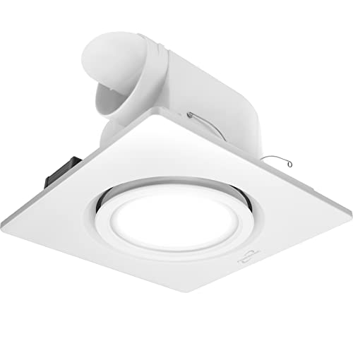 POWERENG Bathroom Exhaust Ventilation with Light,164 CFM 0.7Sones Quiet Ceiling Mount Ventilation Fan,6000K 12W LED,White,110V Vent Fan Ceiling