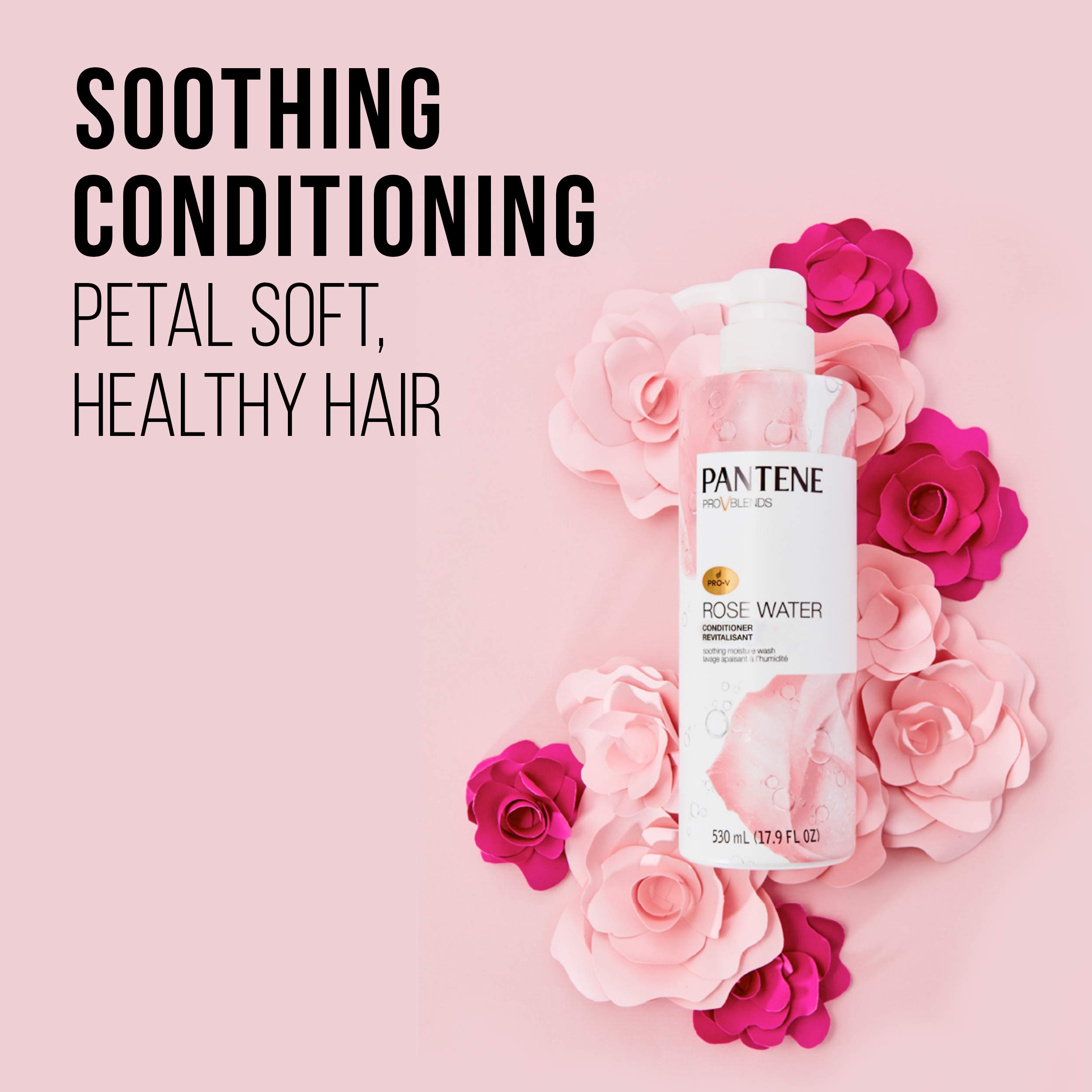 Pantene Sulfate Free Conditioner, Paraben and Dye Free, Pro-V Blends Soothing Rose Water, 17.9 fl oz