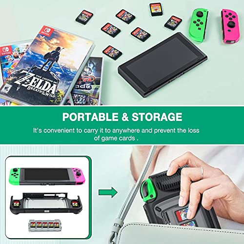WU-MINGLU Switch Case, Protective Case for Nintendo Switch with 7 Game Cards Slots, Dockable Switch Cover with Ergonomic Design and Adjust Kickstand White