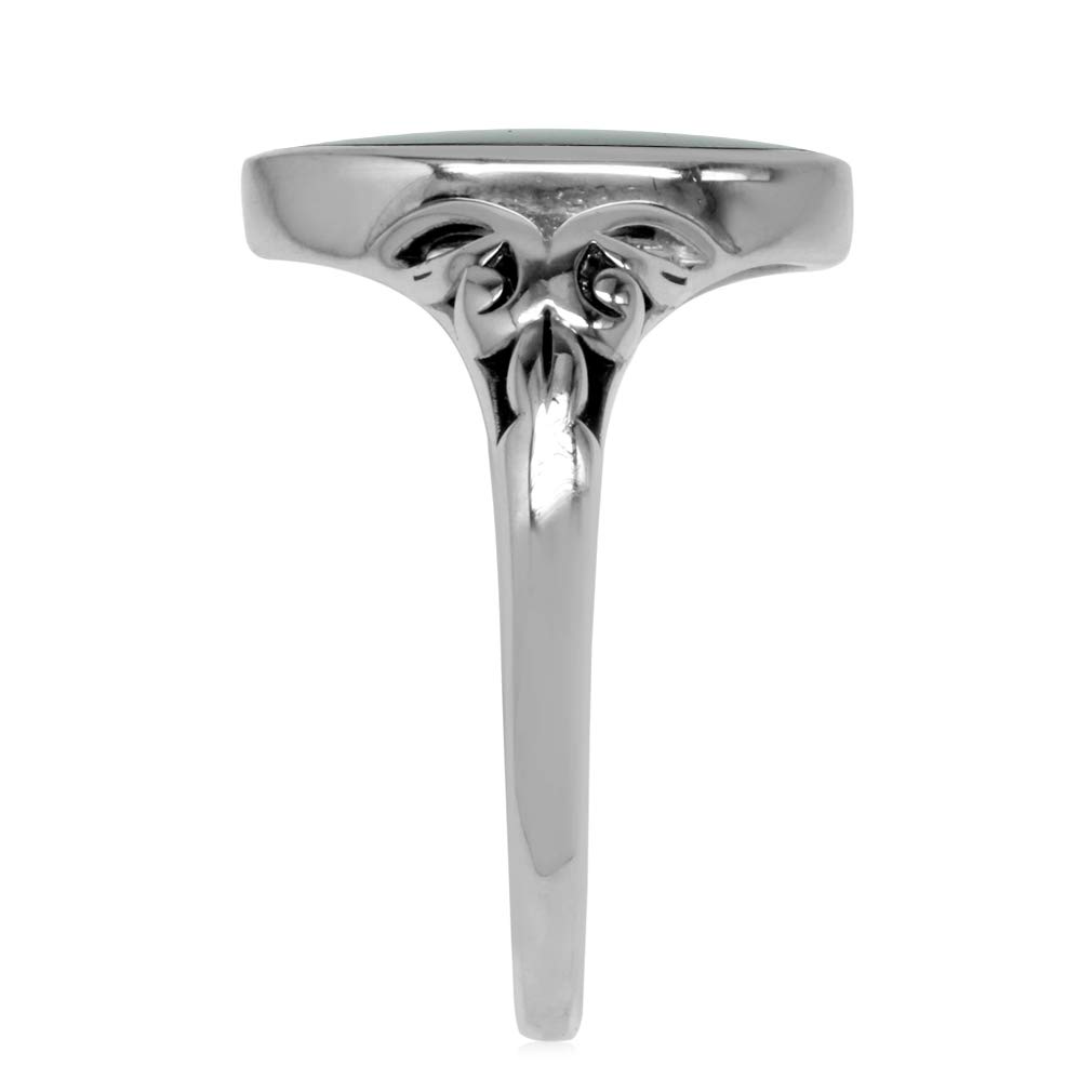 Silvershake 14x7MM Natural Marquise Shape Black Onyx 925 Sterling Silver Filigree Ring Size 9