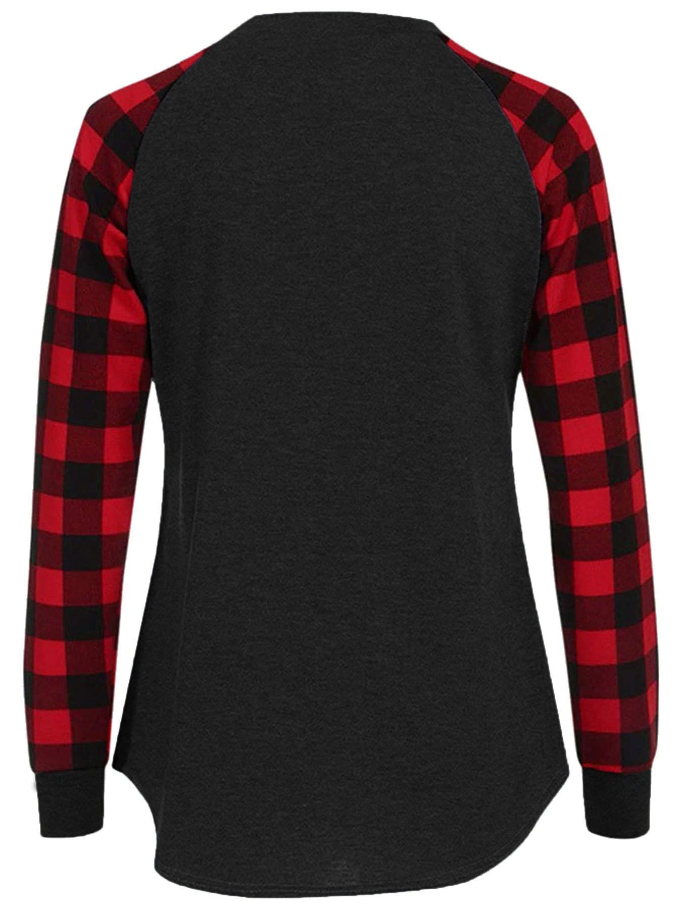 TSMNZMU Womens Valentine's Day T-Shirt Splicing Sleeve Raglan Shirt Love Heart Printed Buffalo Plaid Graphic Tees