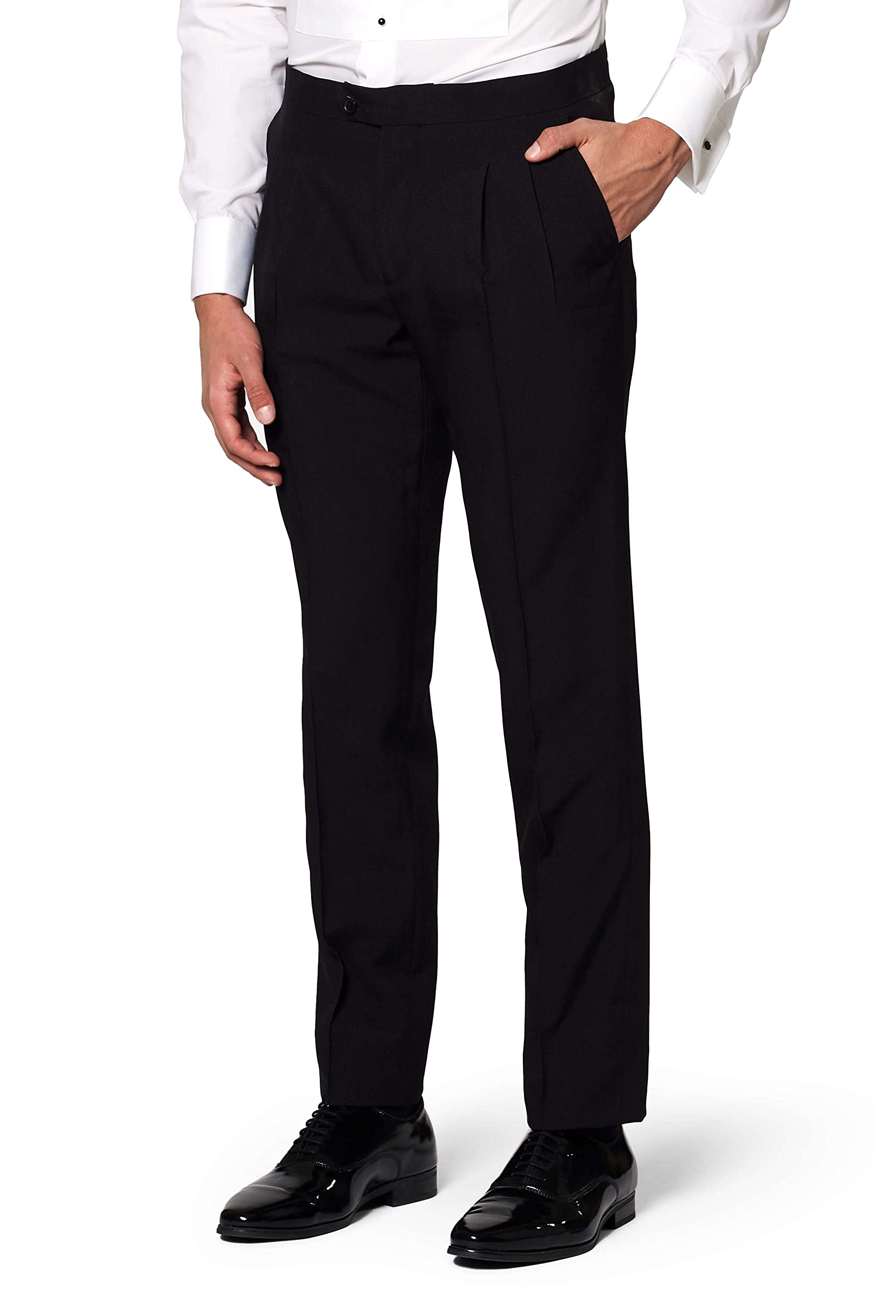 Opposuits Men's Formal Outfit - Premium Tuxedo Suit - Slim Fit - Black - includes Blazer, Pants and Bow Tie