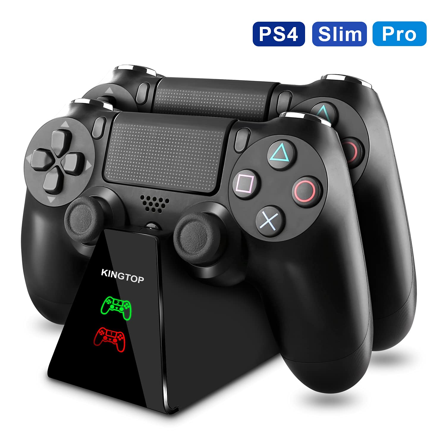 PS4 Controller Charger KINGTOP DualShock 4 Controller Charging Station Dock,Playstation 4 Charging Stand for Sony Playstation4 / PS4 / PS4 Slim / PS4 Pro Controller [Upgrade 2nd Generation]