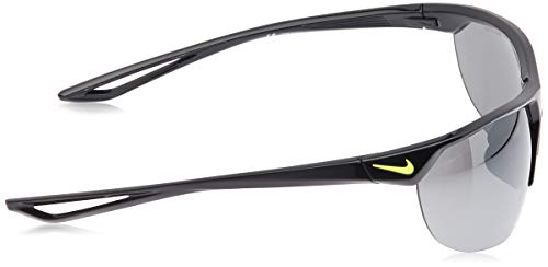 Nike Golf Cross Trainer Sunglasses, Black/Volt Frame, Grey with Silver Flash Lens