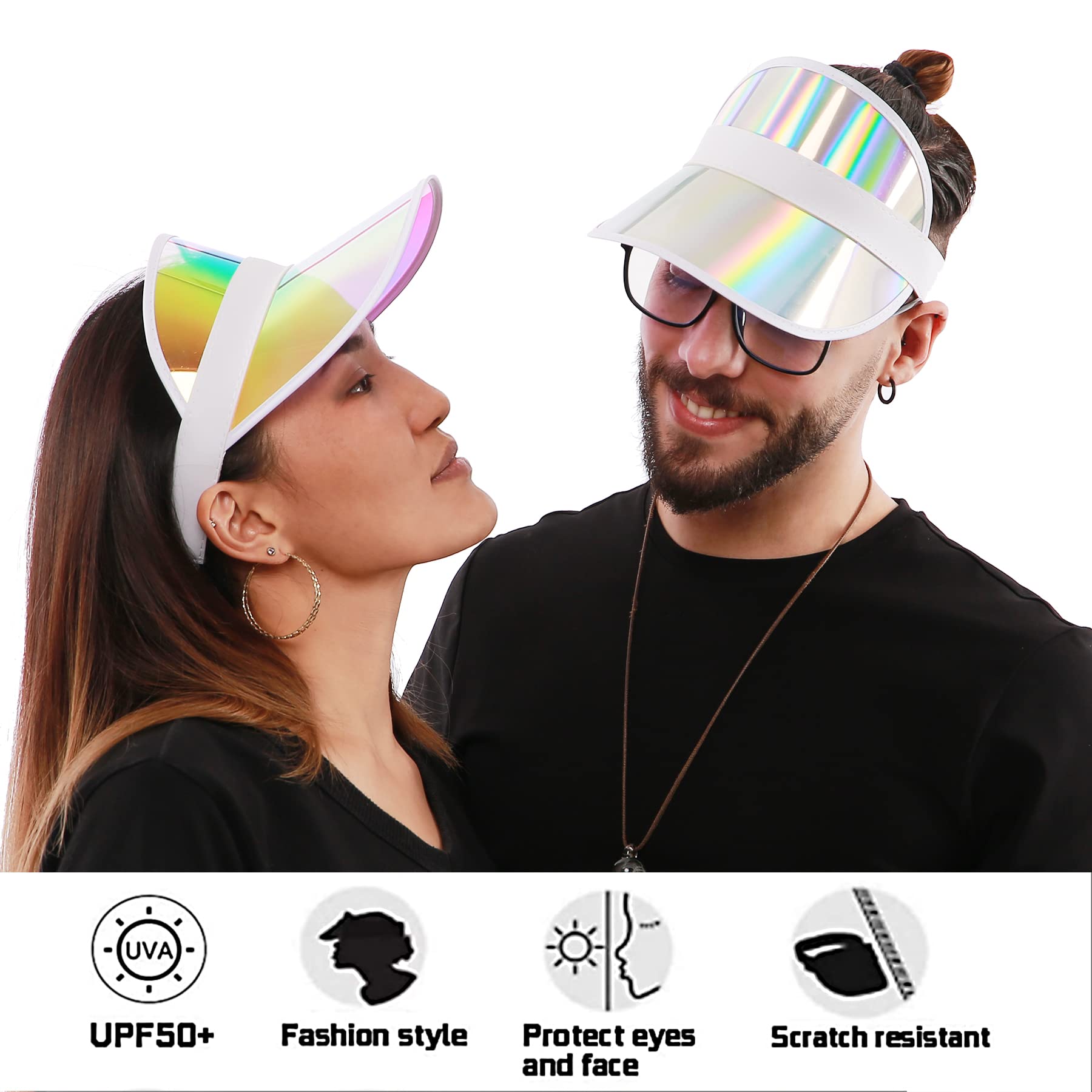 Sun Visor Hat Women Men Adjustable Sport Beach Golf Headwear Outdoor UV Protection Sunhat Clear Cap (1-Elastic-silver2)