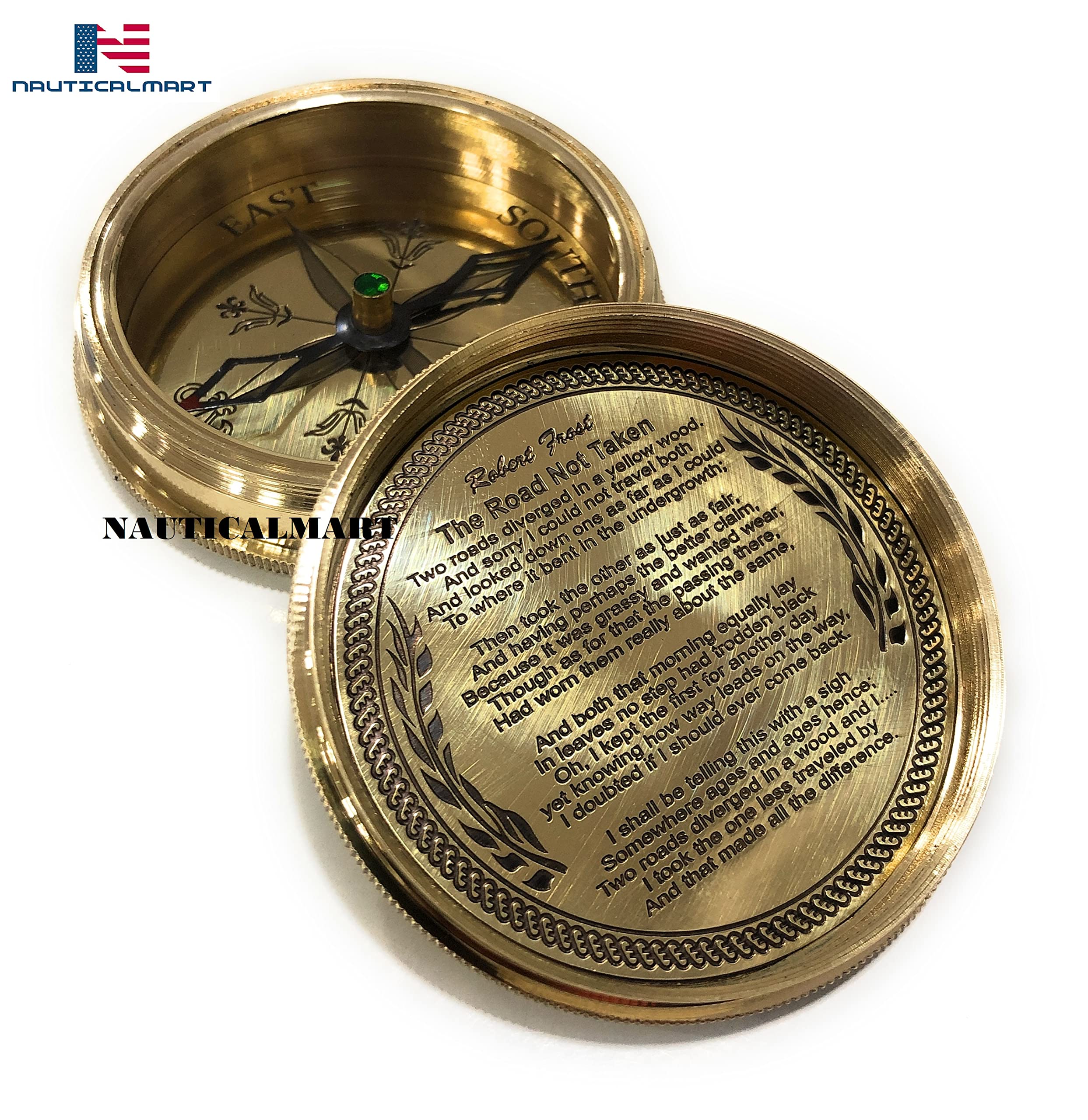 NauticalMart Brass Compass I Carry Your Heart with Me Poem Compass with Mini Compass Combo Gift, Personalized Compass, Groomsmen Gifts, Wedding Gifts, Corporate Gift, Unique Gift