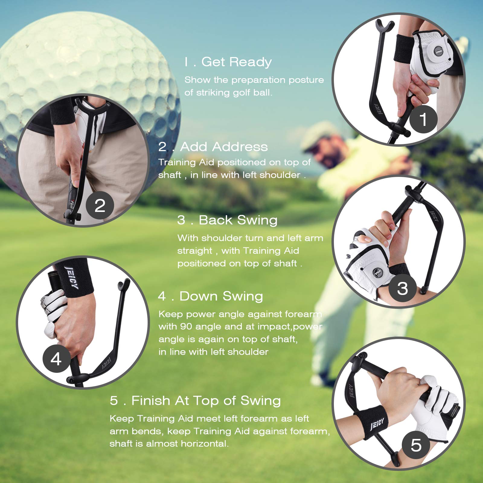 VAAGHANM Golf Swing Trainer Aid Golf Training Aids to Keep Head Still Golf Training Equipment (Black)