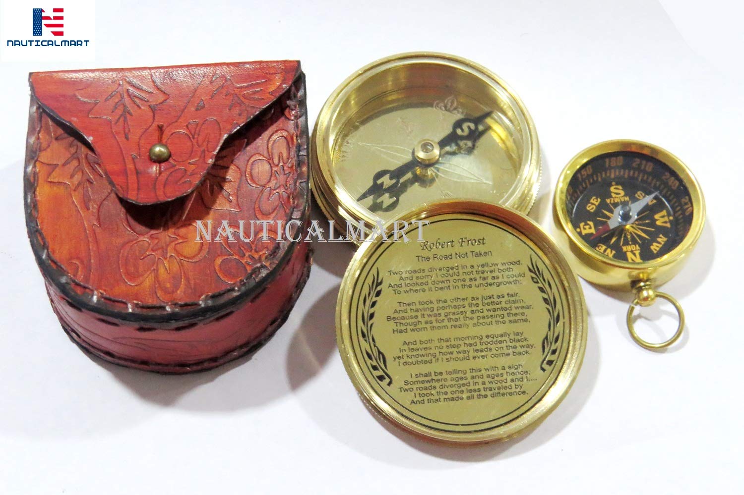 NauticalMart Brass Compass I Carry Your Heart with Me Poem Compass with Mini Compass Combo Gift, Personalized Compass, Groomsmen Gifts, Wedding Gifts, Corporate Gift, Unique Gift
