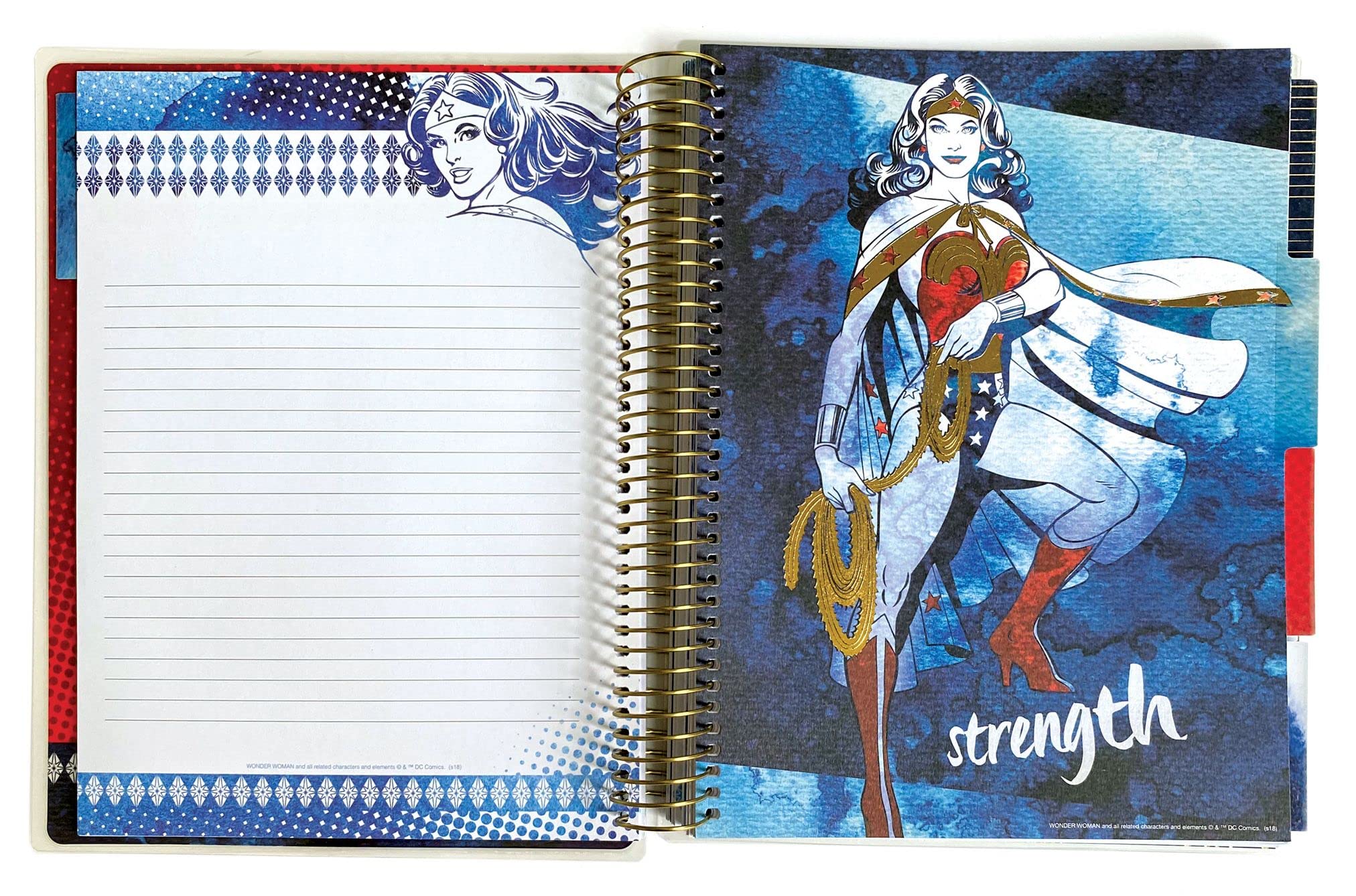 Paper House Productions DC Comics Wonder Woman 12 Month Undated 9.5" Planner with Month and Event Flag Stickers