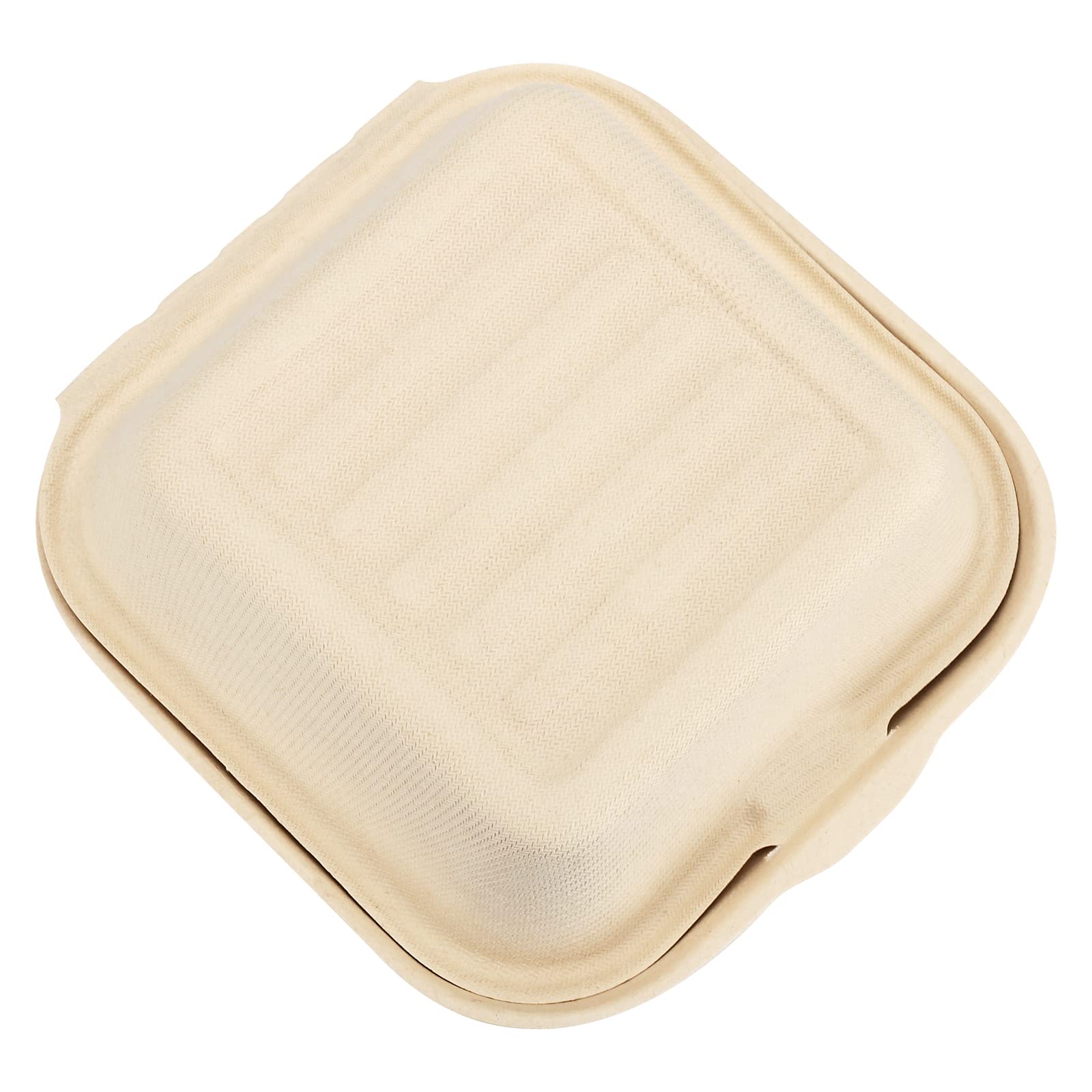 NINGWAAN 100 Pack 6x6 Inch Clamshell Takeout Containers, Single Compartment Clamshell Takeout Box with Hinged Lid, Sugarcane Clamshell To Go Box Containers for Party, Restaurant, Food Truck, Brown