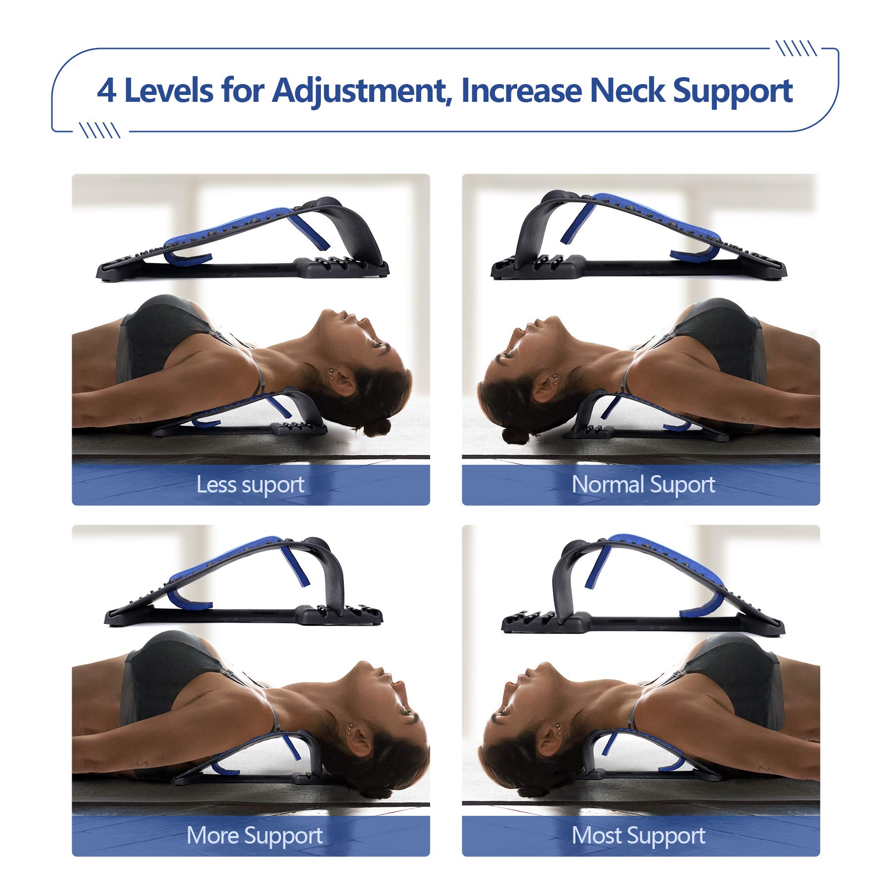 RESTCLOUD Neck Stretcher for Neck Pain Relief, Upper Back and Shoulder Relaxer for Muscle Relax and Spine Alignment, Cervical Traction Device Adjustable 4 Level