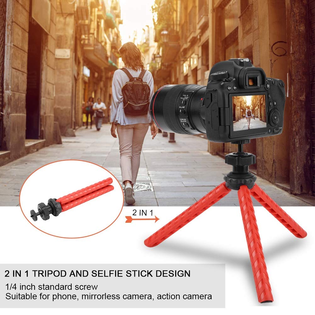 Portable Action Camera Tripod, Sturdy Lightweight Tripod, for Small Size Action Cameras for Mobile Phone(red)