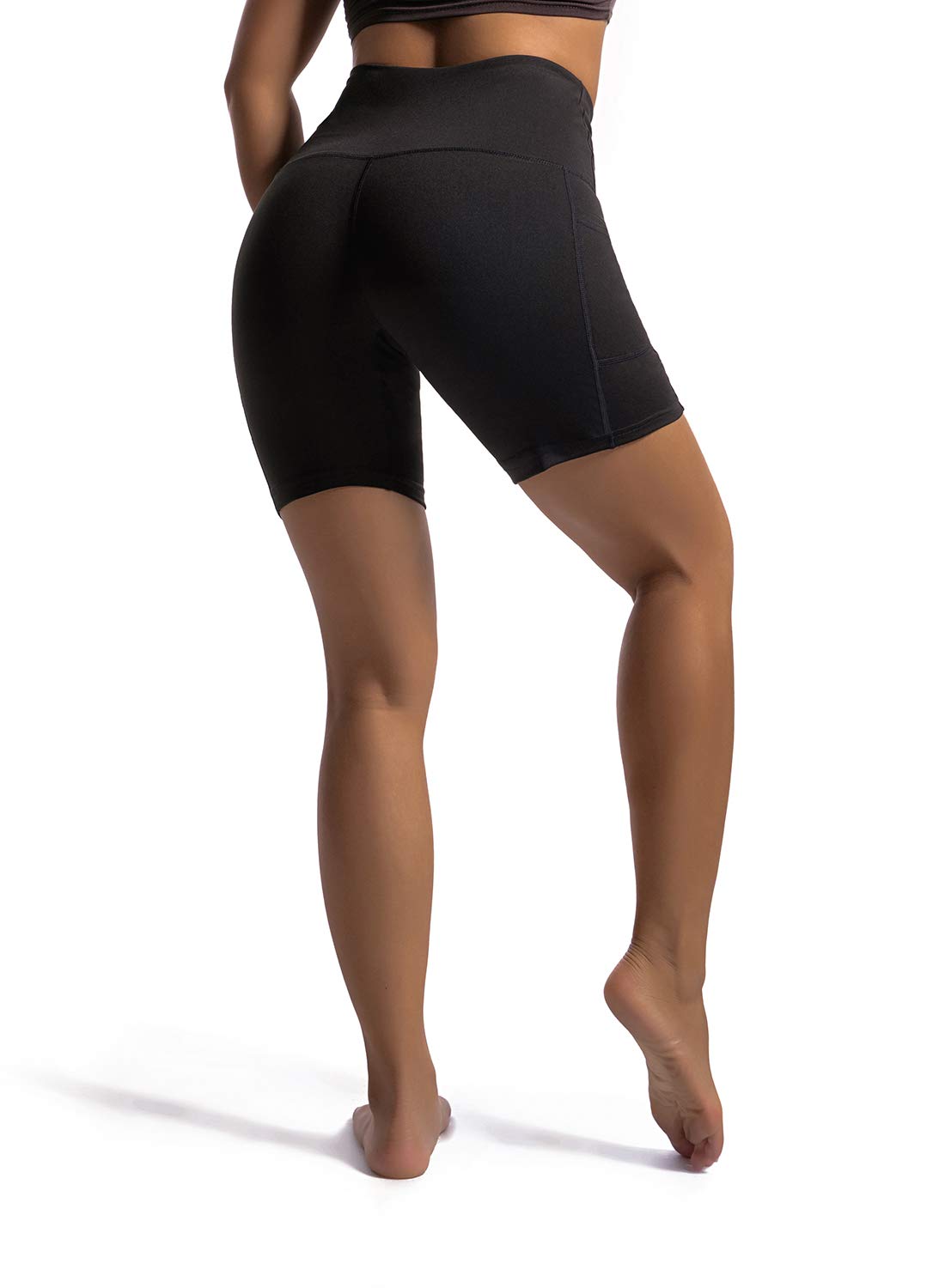 QYQ Biker Shorts for Women - 8" Soft Stretch Athletic Summer Shorts for Under Dresses Workout Running Cycling Yoga(4" Black,Large)