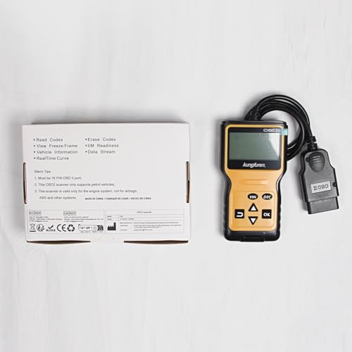 OBD2 Scanner Diagnostic Tool, kungfuren Car Code Reader Auto Diagnostic with LCD Display Screen, Engine Fault Code Scanner for All OBDII Cars After 1996