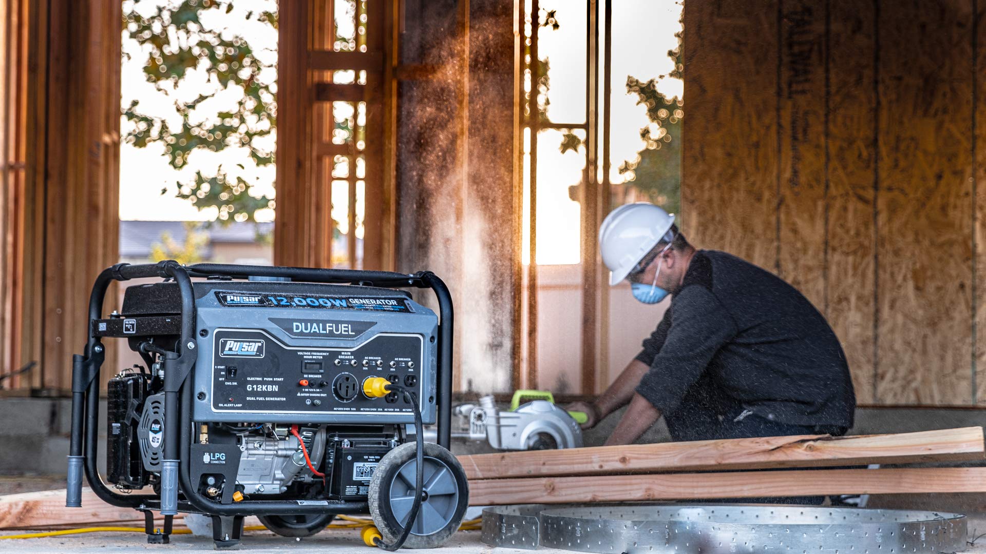 Pulsar G12KBN-SG Heavy Duty Portable Dual Fuel Generator - 9500 Rated Watts & 12000 Peak Watts - Gas & LPG - Electric Start - Transfer Switch & RV Ready - CARB Compliant