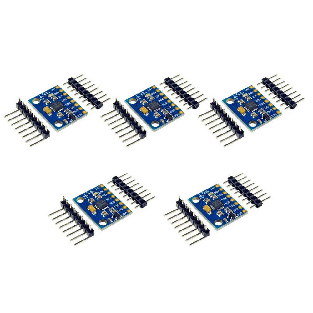 Onyehn 5Set IIC I2C GY-521 MPU-6050 MPU6050 3 Axis Analog Gyroscope Sensors + 3 Axis Accelerometer Module for Arduino with Pins 3-5V DC