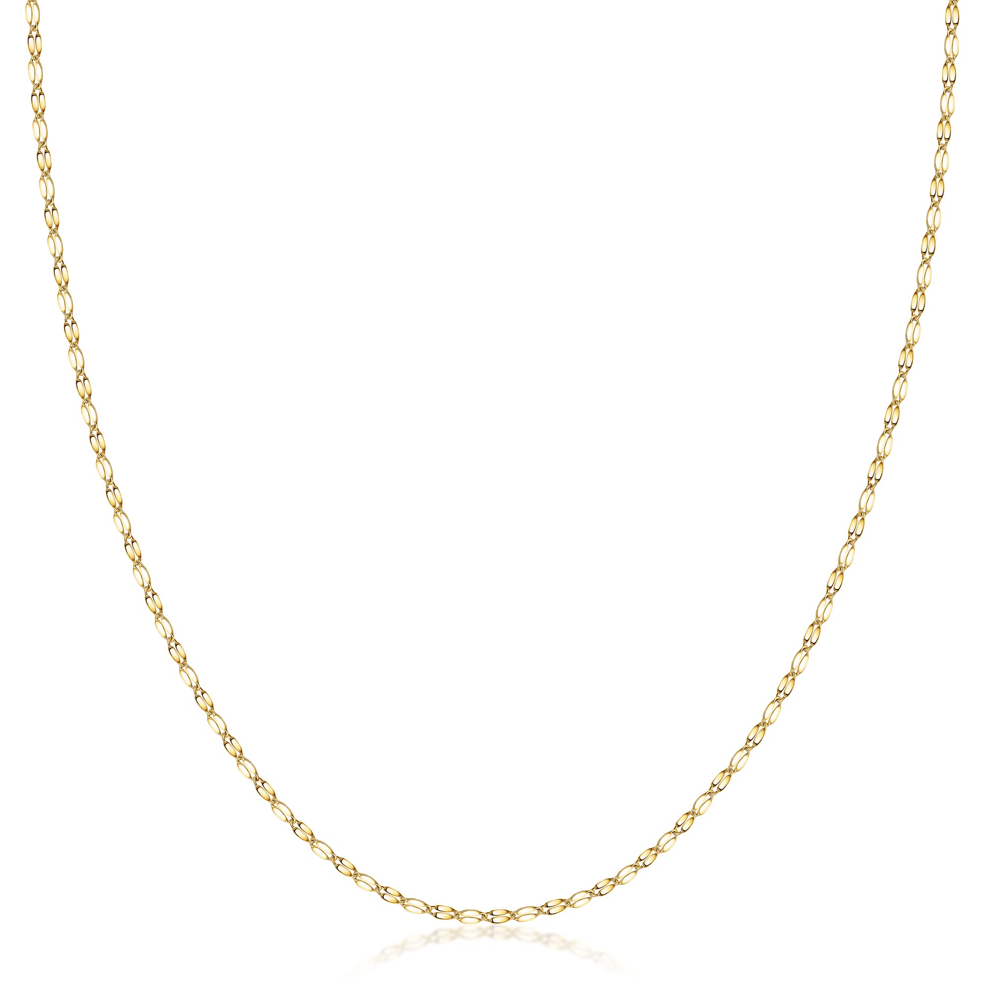 PORI JEWELERS 14K Solid Gold 2.0MM Diamond Cut Mirror Chain Necklace -Choose Your Color - Unisex Sizes 16"-30" (Yellow, 20)