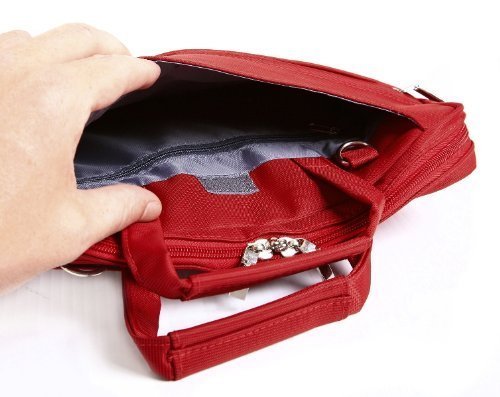 Navitech Red Sleek Premium Water Resistant Shock Absorbent Carry Bag Case Compatible with The ASUS Chromebook C204 11.6" / ASUS Chromebook C214 11.6" / ASUS Chromebook Flip C434 14"