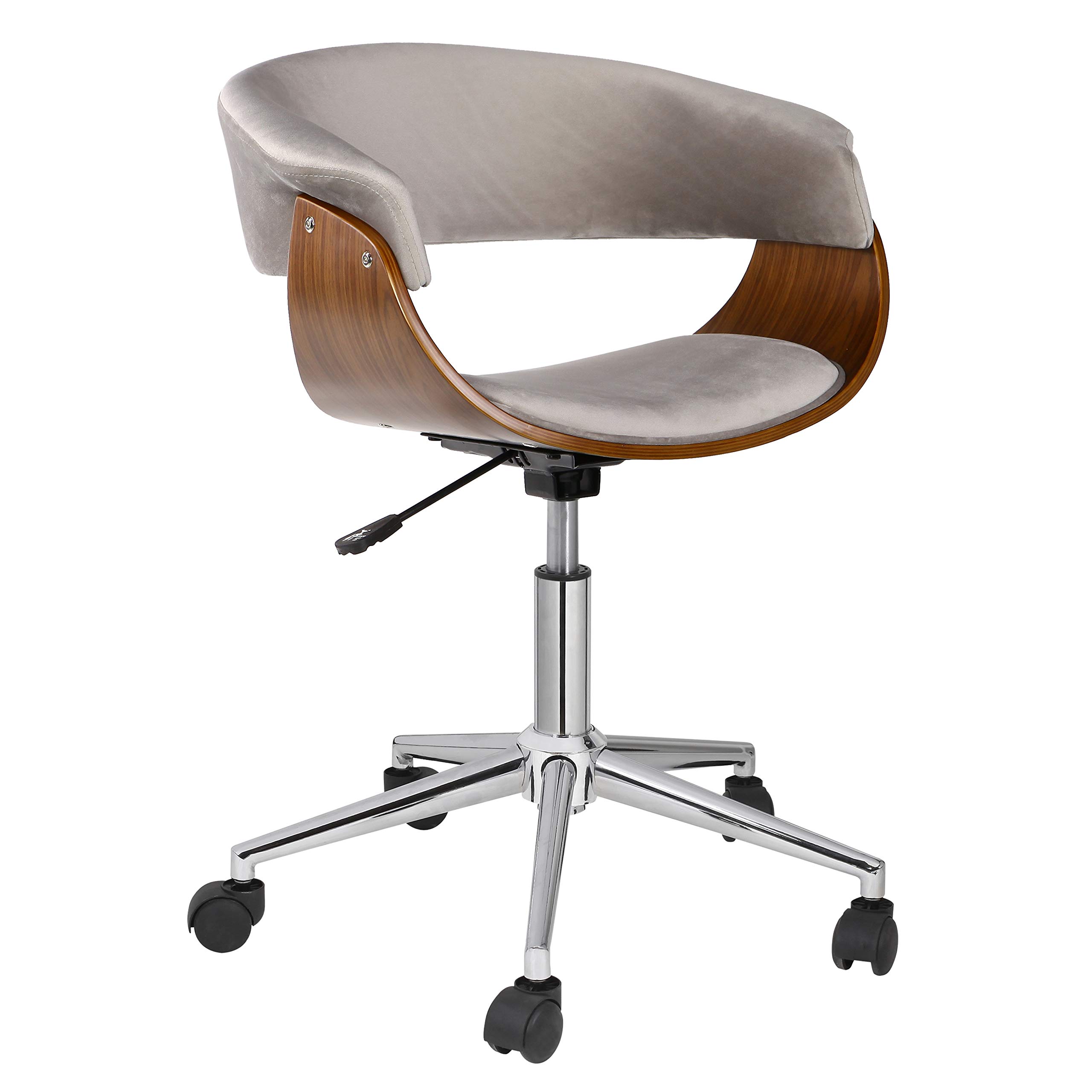 Porthos Home Isla Adjustable Office Chair With 360° Swivel, Suede Upholstery And 5-star Chrome Base With Roller Caster Wheels, Suitable for Studios And Small Offices