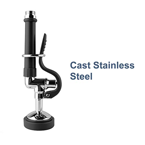 Pre Rinse Sprayer Commercial Sink Sprayer Head,1.42GPM Spray Valve Dish Sprayer Nozzle with Ergonomic Handle, Commercial Faucet Parts for Commercial Kitchen Faucet,Chrome Finished(Black)