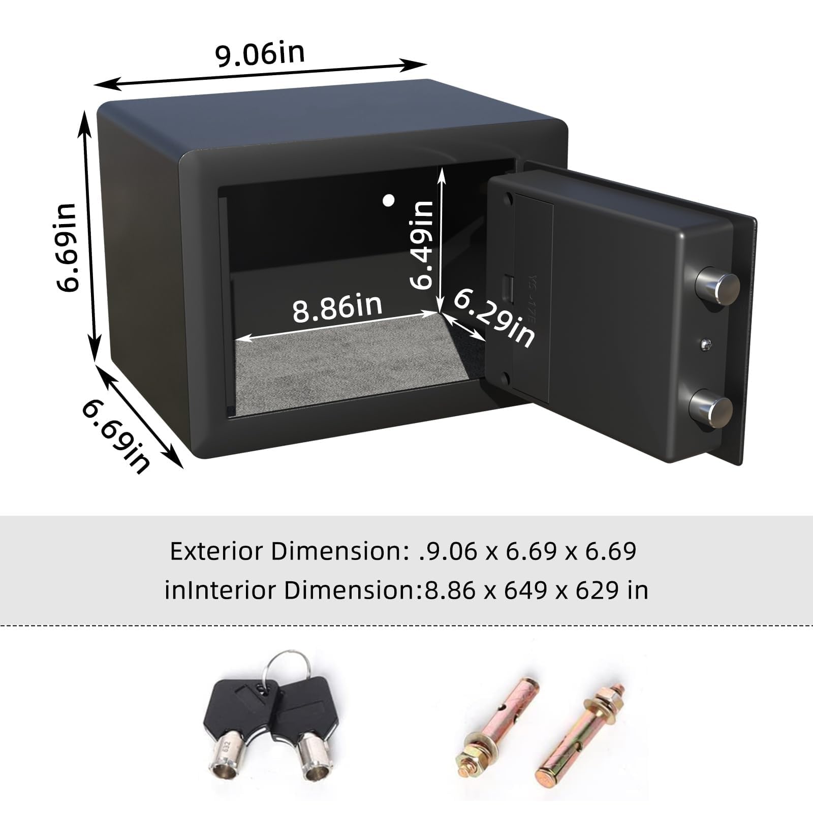 NICOMOW Electronic Security Safe Double Combination Lock with Two Keys for Home,Office,Hotel,Can be Used to Store Cash(Black)