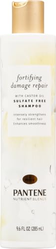 Pantene Sulfate Free Shampoo with Castor Oil, Nutrient Blends Fortifying Damage Repair, 9.6 Fl Oz
