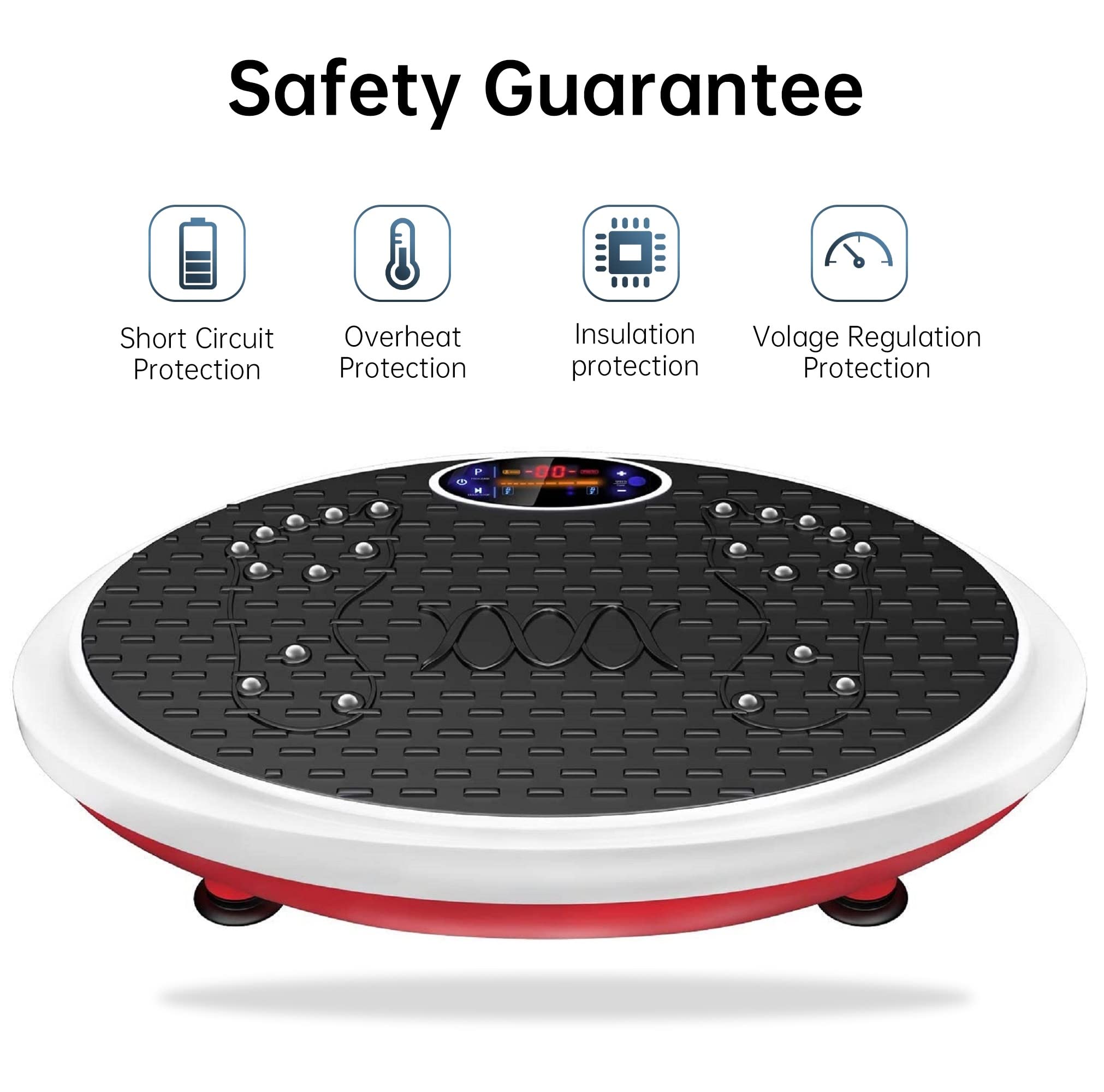 Real Relax Vibration Plate Exercise Machine Whole Body Workout for Home Strenuous Exercise for Weight Loss & Toning with Resistance Band, Remote Control and Support 330Ibs, Red & White