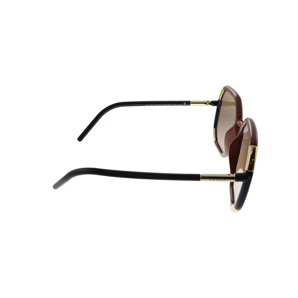 Prada PR 20XS 03F1P1 Brown/Gold/Black Plastic Square Sunglasses Brown Lens