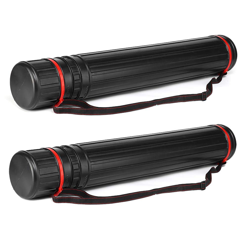 RMISODO 2 Pieces Arrow Quiver Extendable Telescopic Arrow Carrier Tube Archery Case Holder with Adjustable Back Strap, Length Expand from 17.72" to 28.35", Diameter 2.55inch, Can Hold 5 arrows