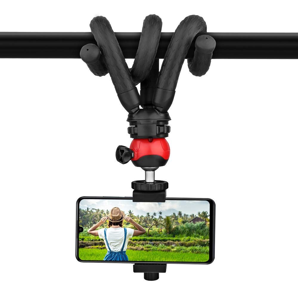 Phone Tripod, Octopus Tripod Stand with Flexible Legs, Phone Holder and Wireless Remote, Suit for Cell Phone/DSLR Camera/GoPro/Fill Light/Webcam for Selfies/Vlog/Live Streaming/Photography