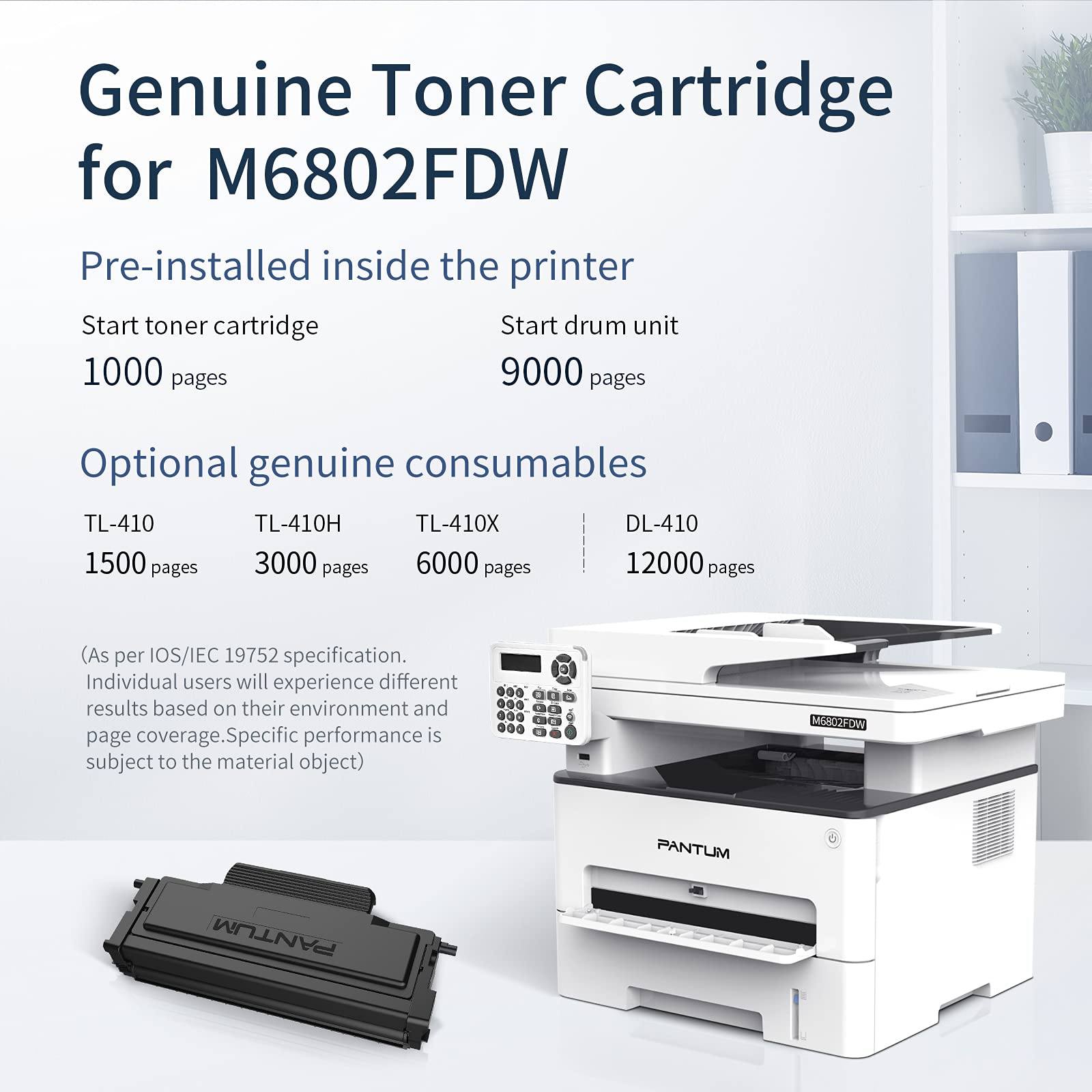 Pantum M6802FDW Wireless Monochrome Laser Printer Scanner Copier Fax All in One, Wireless Networking and Duplex Printing for Home and Office Use (V1X47B)