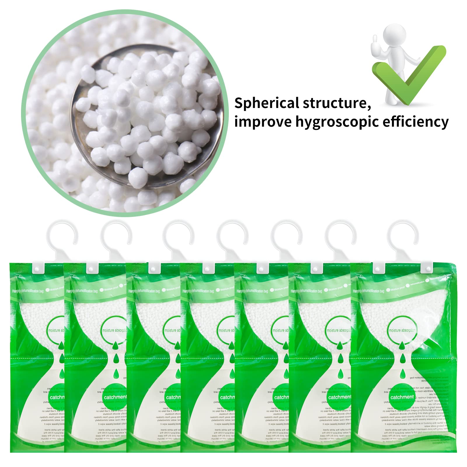Wardrobe Dehumidifier Hanging Bags,7 Packs Moisture Absorber Deodorate Moistureproof Desiccant Use for Kitchen Bathroom Wardrobe,Closet Dehumidifier Bags