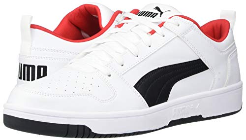 PUMA Men's REBOUND LAYUP LOW Sneaker, Puma White-Puma Black-High Risk Red, 11