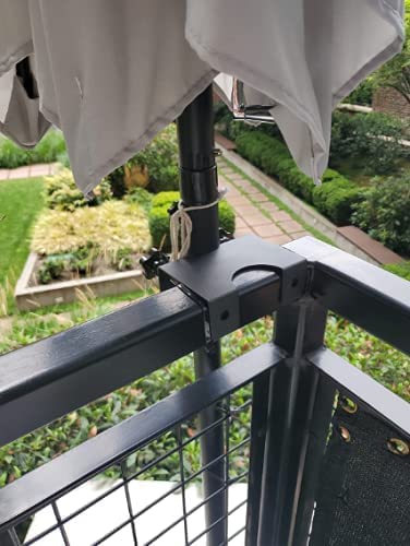 VANROUG Heavy Duty Parasol Holder Patio Umbrella Stand Mount Umbrella Stand Bench Buddy Umbrella Holder Fixed Clip Umbrella Clamp for Deck,Chair,Desk,Dock,Beach Courtyard Balcony,Boats,Tailgates